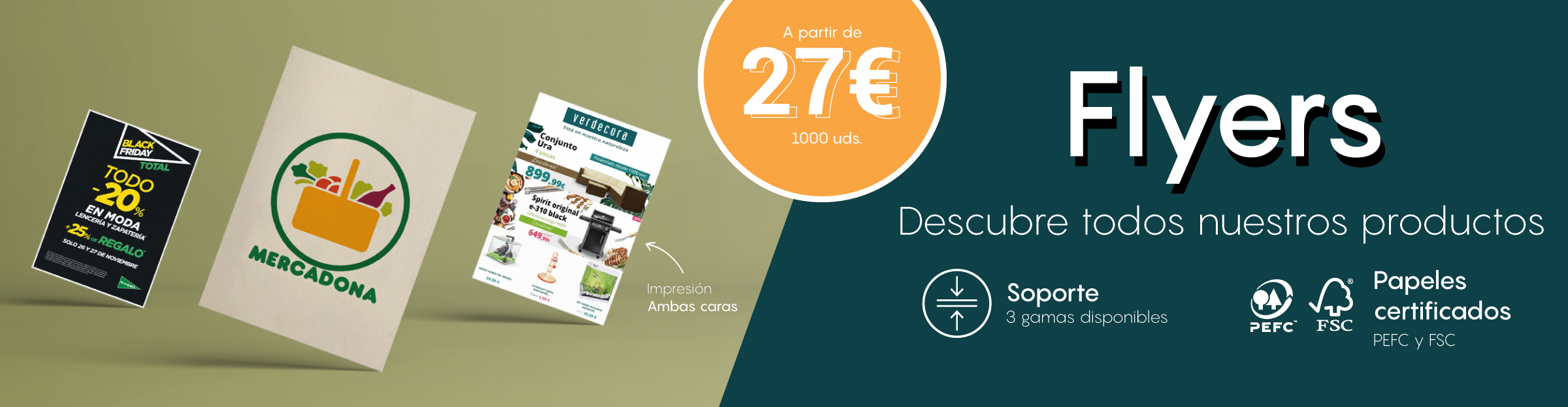 Impresión flyers en línea: Folletos publicitarios, volantes